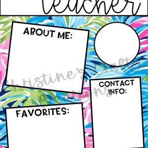 Preppy and Tropical Meet the Teacher Page L Editable - Etsy