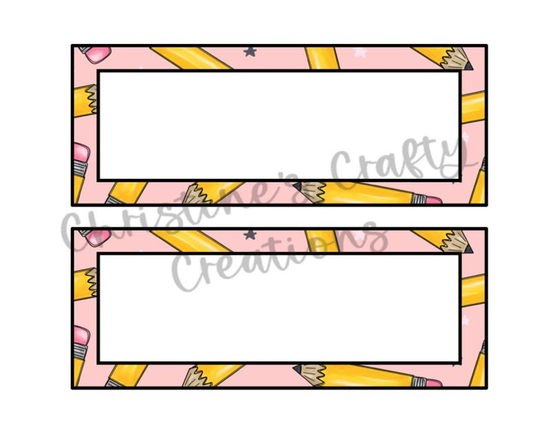Coquette Bows and Pencils Name Tags L Editable - Etsy
