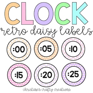 Retro Daisy Clock Labels - Etsy