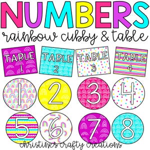 Bright Rainbow Boho Table and Cubby Numbers - Etsy