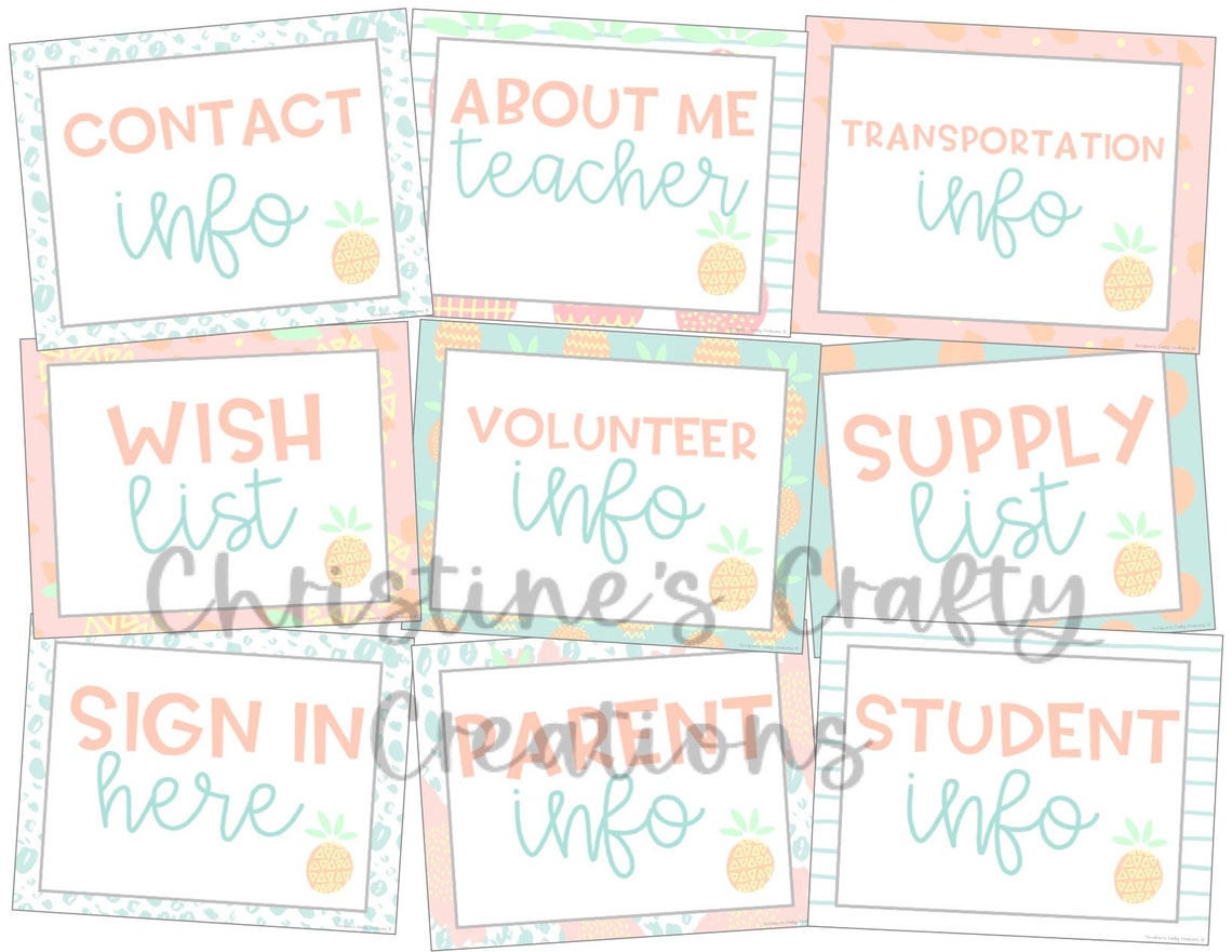 Pineapple Meet the Teacher Night L Editable Forms and - Etsy