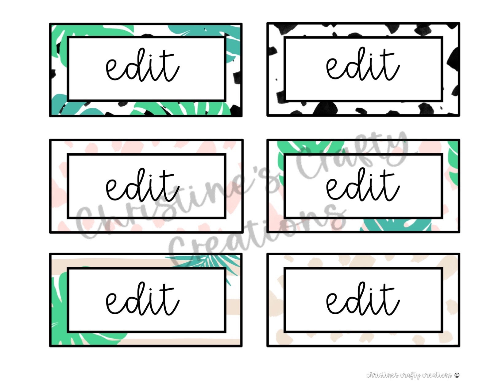 Tropical Leaves Teacher Toolbox Labels L Editable - Etsy