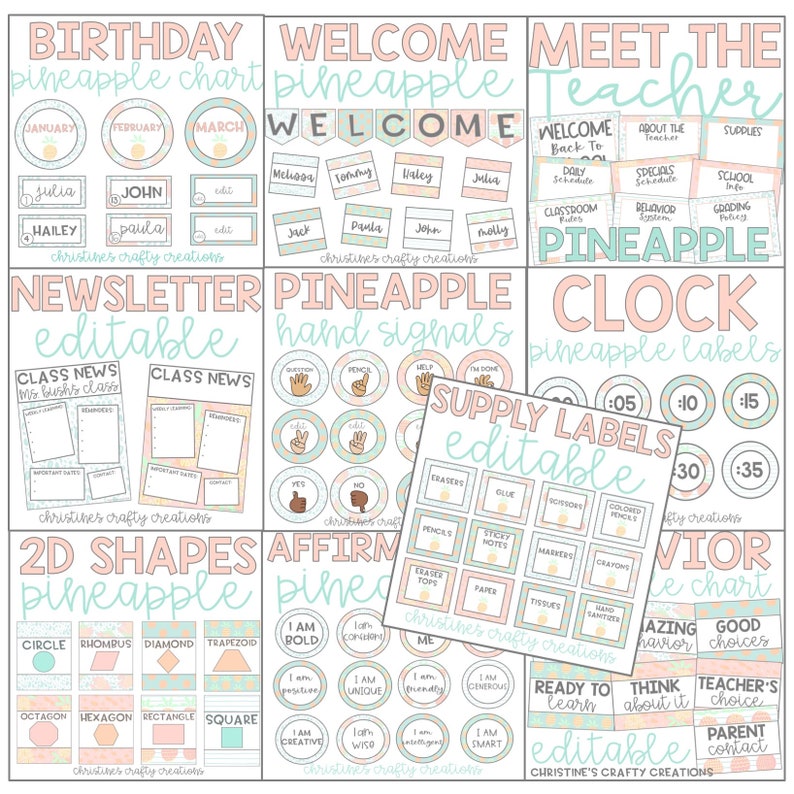 Pineapple Classroom Decor Bundle - Etsy