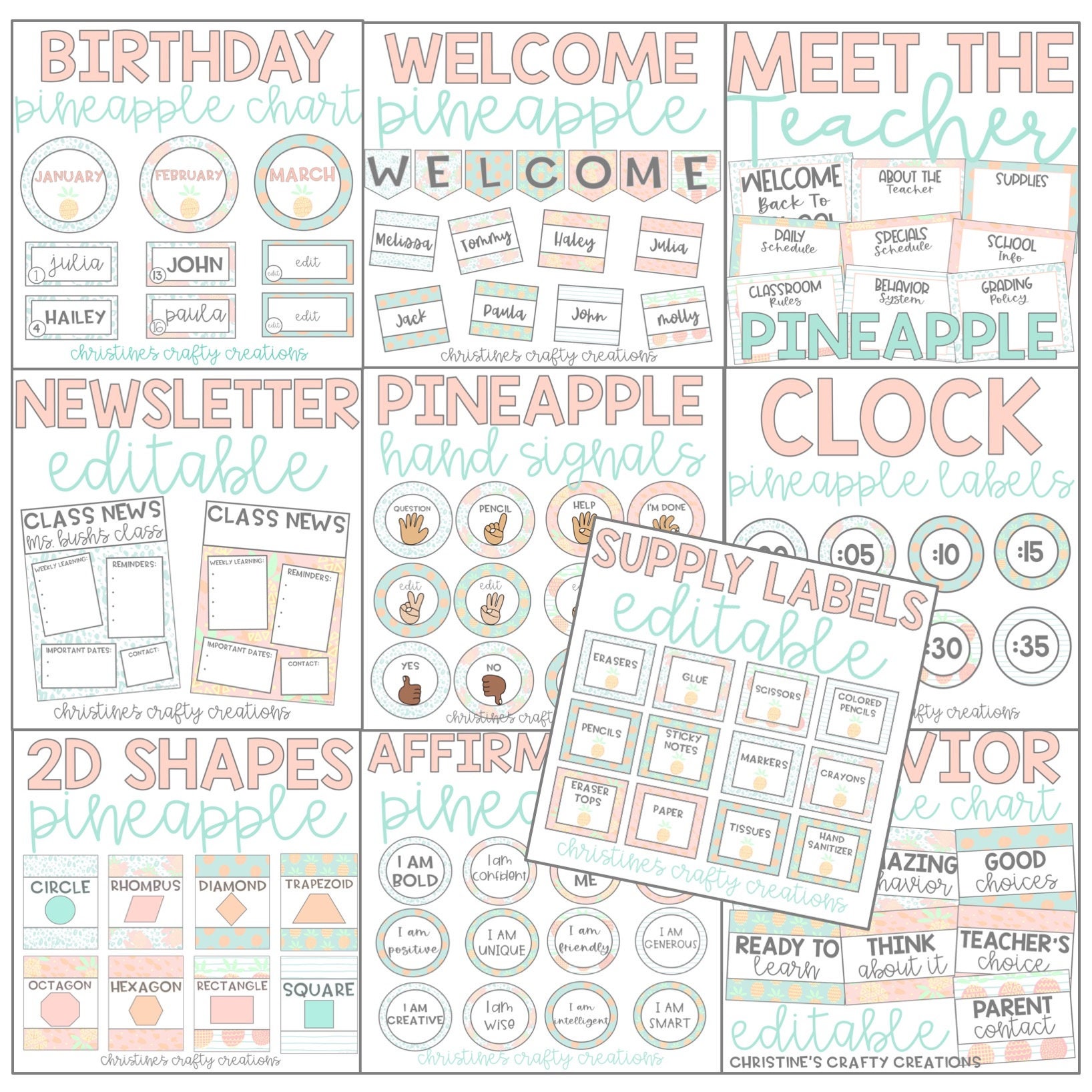Pineapple Classroom Decor Bundle - Etsy