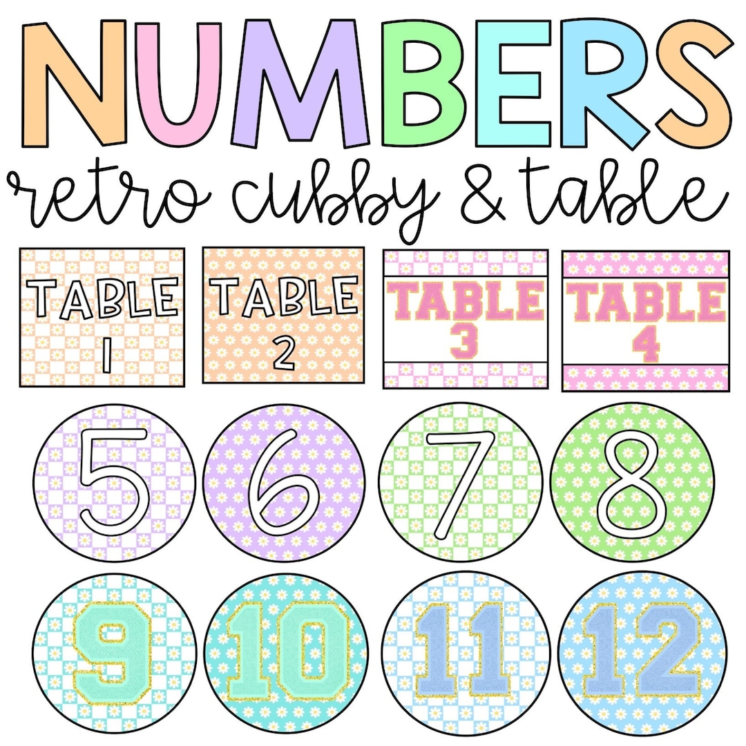 Retro Daisy Table and Cubby Numbers - Etsy