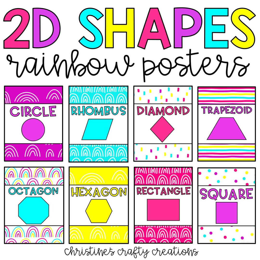 Bright Rainbow Boho 2D Shapes Posters - Etsy