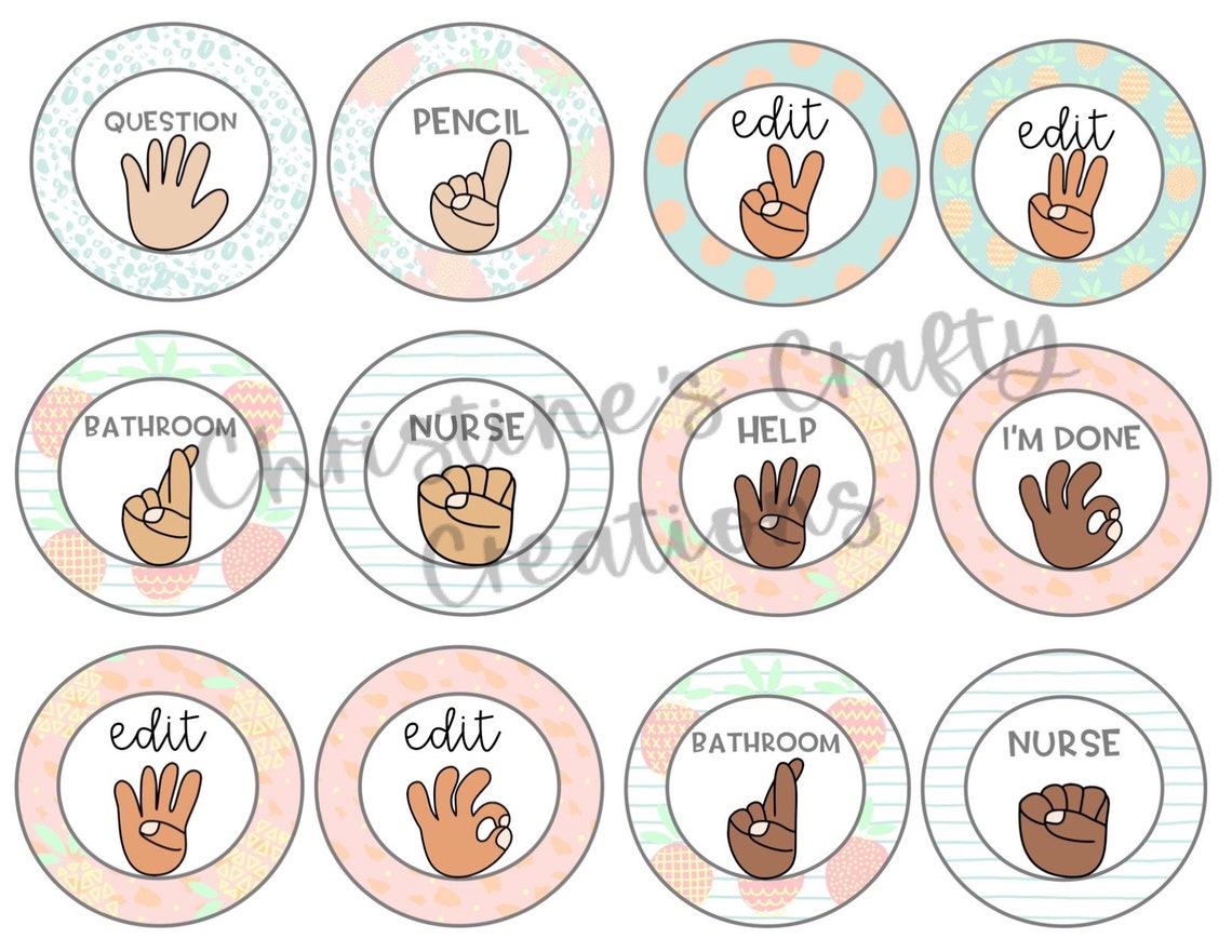 Pineapple Hand Signals L Multicultural and Editable - Etsy