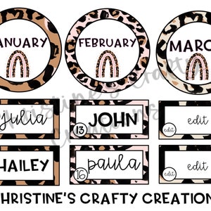 Leopard Birthday Chart Labels L Editable - Etsy
