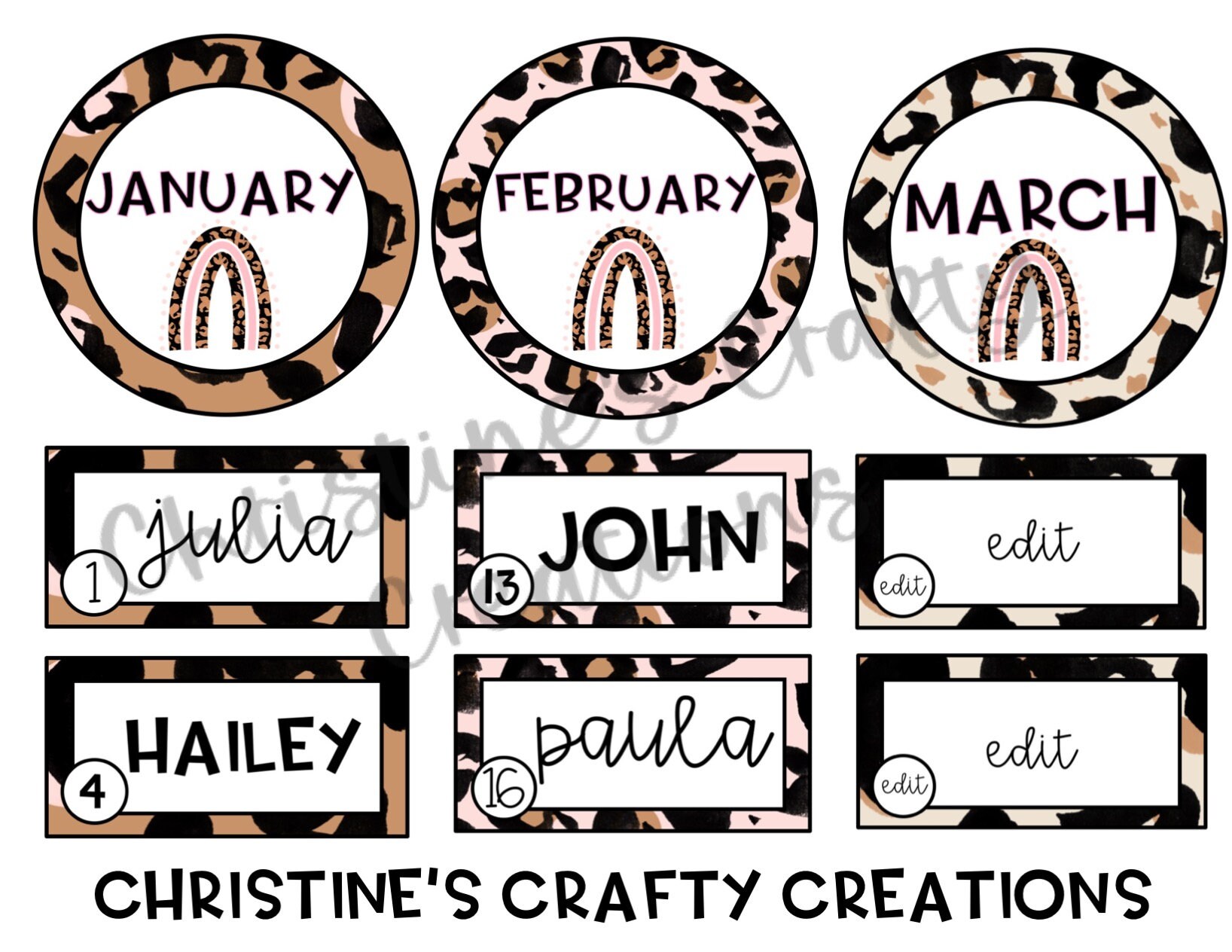Leopard Birthday Chart Labels L Editable - Etsy