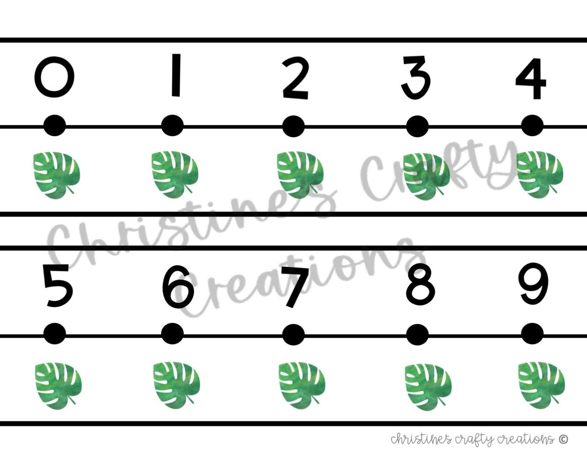 Tropical Leaves Number Line - Etsy