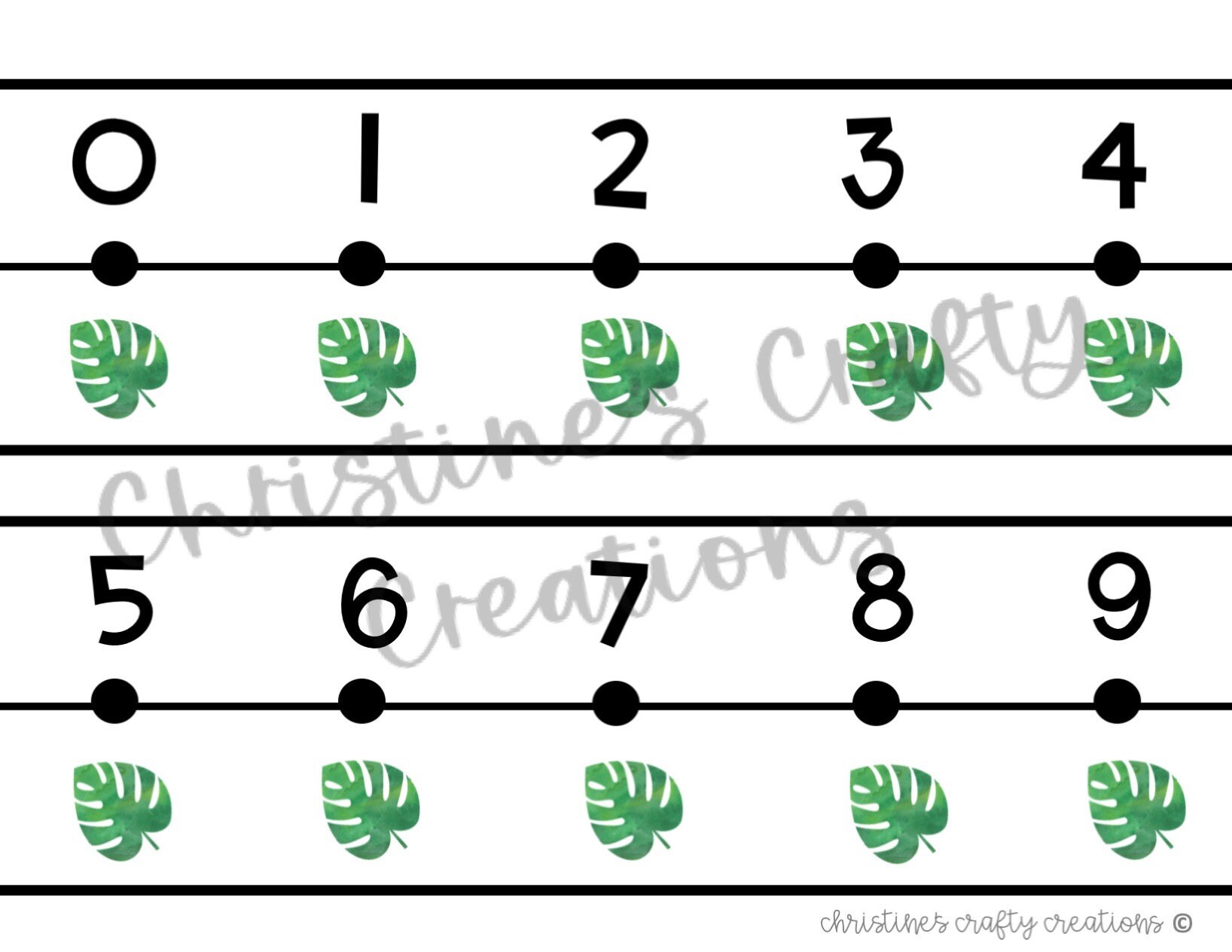 Tropical Leaves Number Line - Etsy