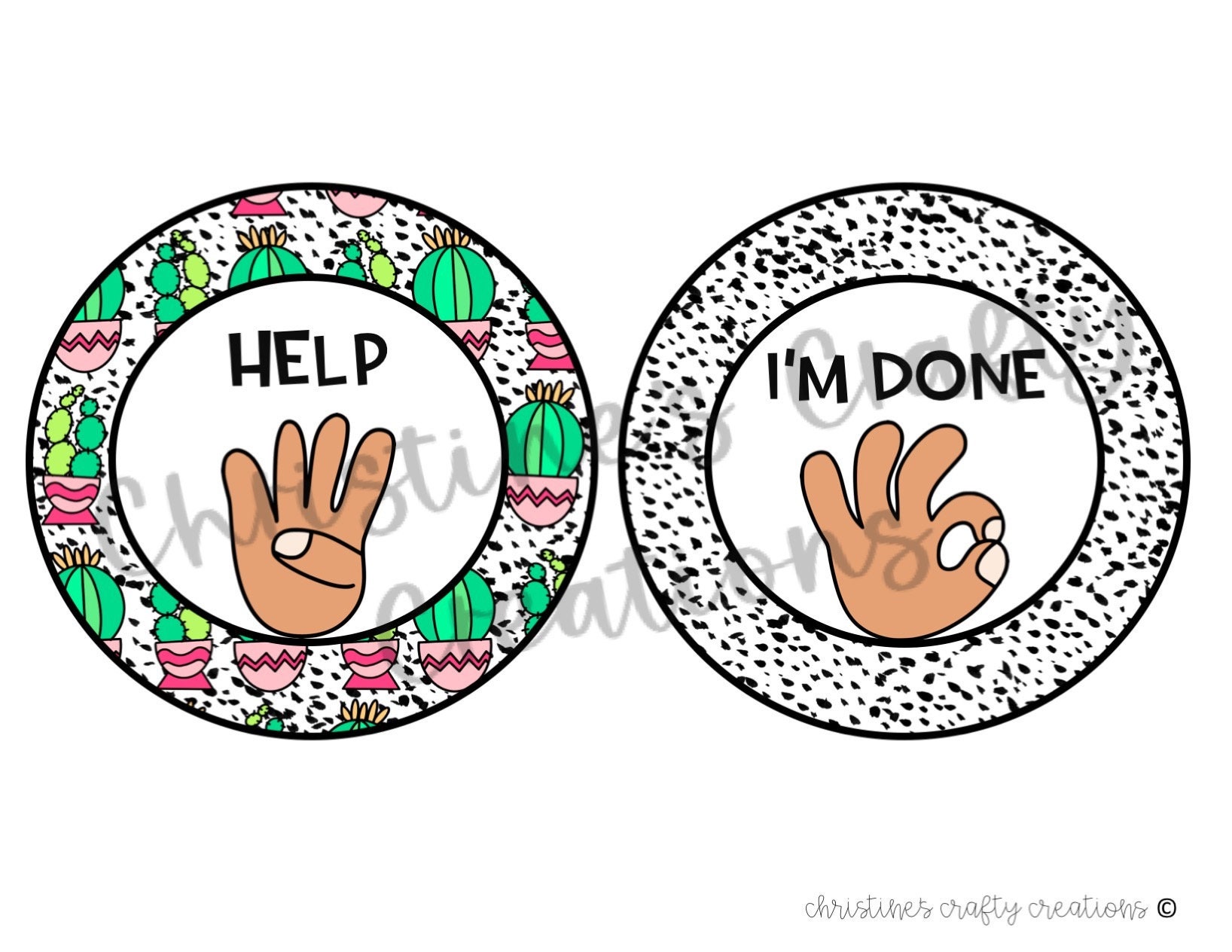 Cactus Hand Signals L Multicultural and Editable - Etsy