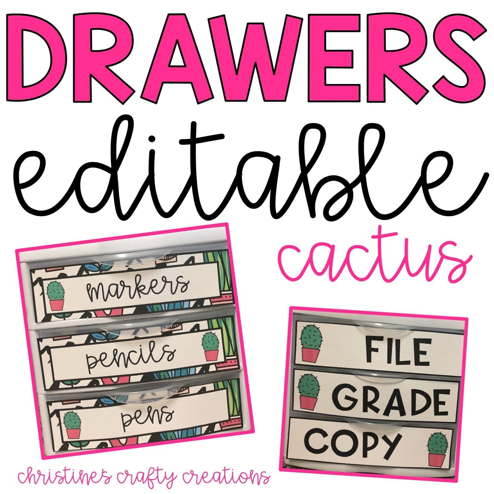 Cactus Drawer Labels L Editable - Etsy