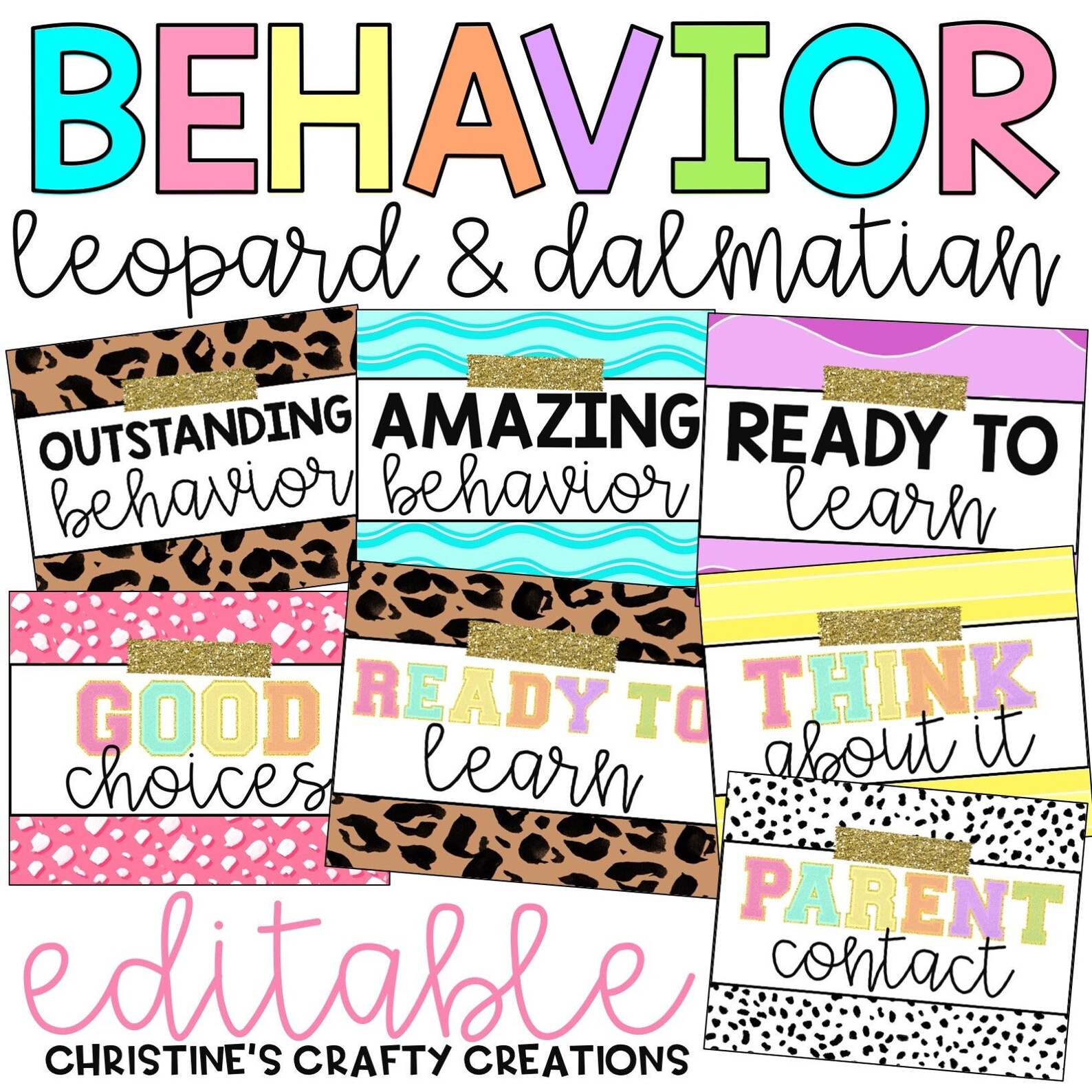 Groovy Leopard and Dalmatian Behavior Chart L Editable Clip Chart - Etsy