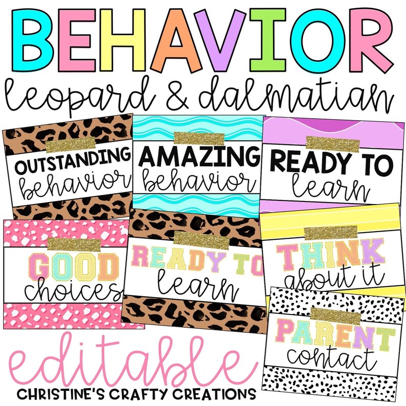Groovy Leopard and Dalmatian Behavior Chart L Editable Clip Chart - Etsy