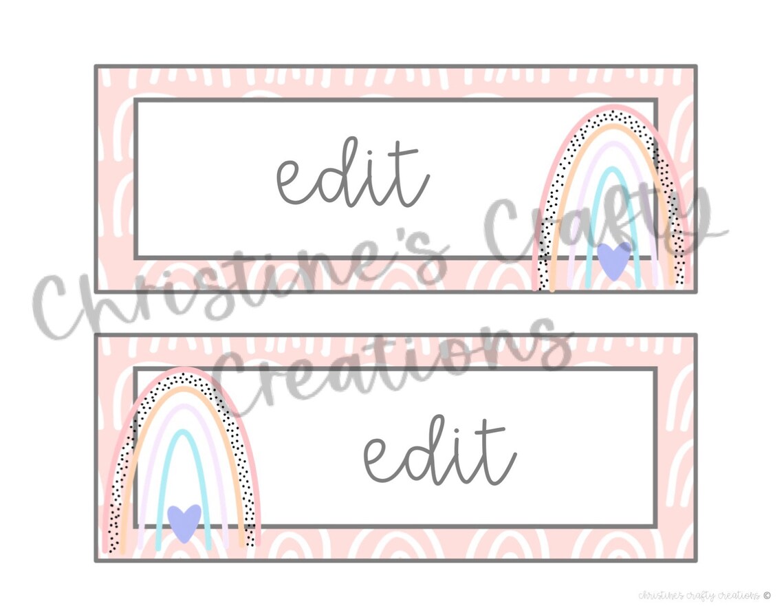 BOHO Name Tags L Editable - Etsy