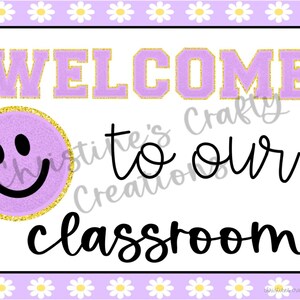 Retro Daisy Welcome Sign L Editable Door Name Labels L Bulletin Board ...