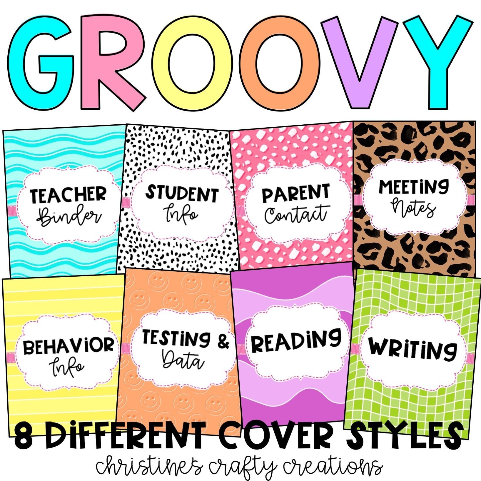 Groovy Leopard and Dalmatian Binder Covers and Spines L - Etsy