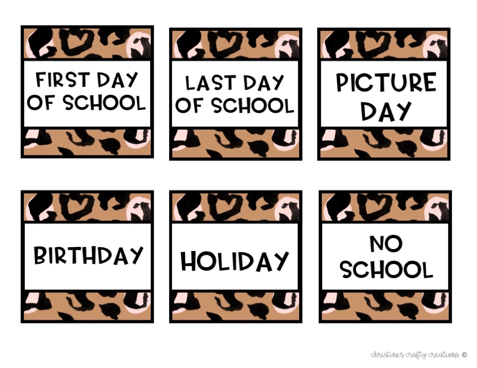 Leopard Calendar Labels L Editable - Etsy