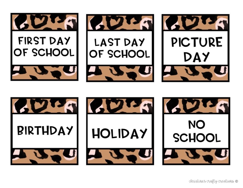 Leopard Calendar Labels L Editable - Etsy