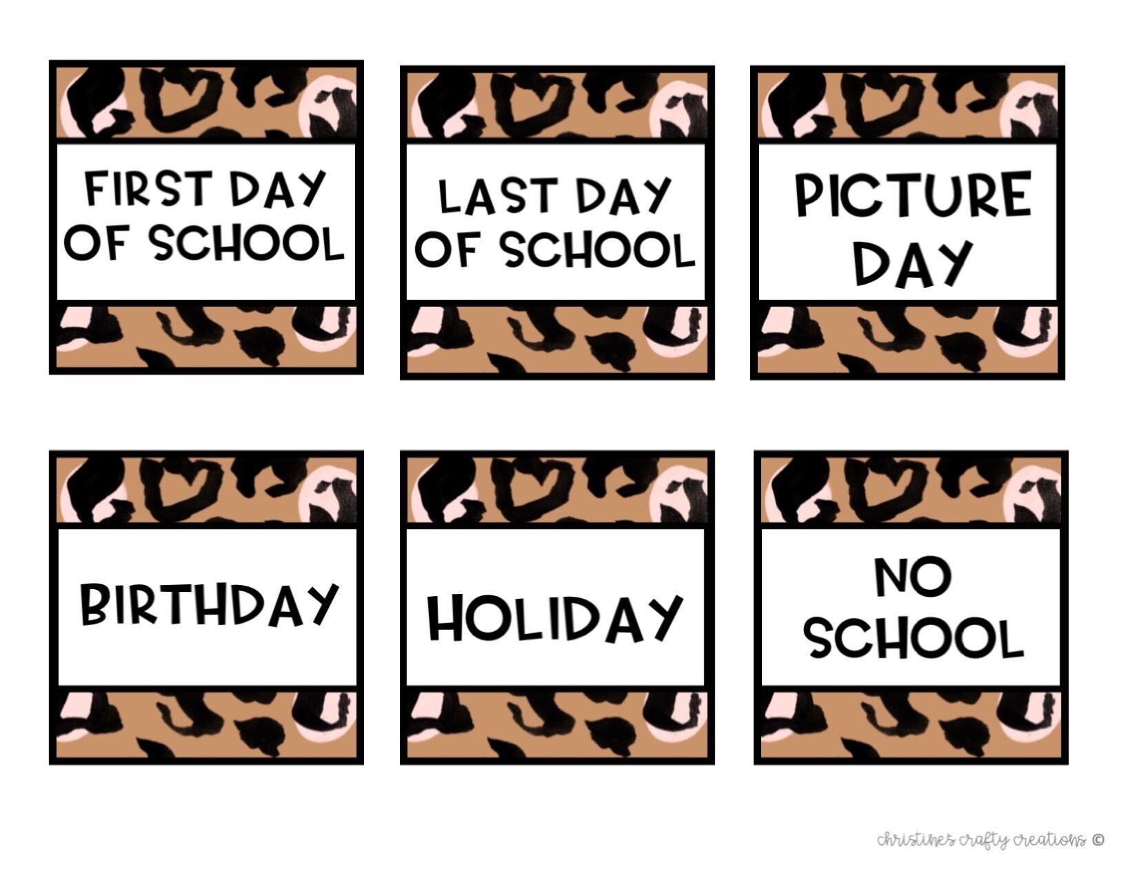 Leopard Calendar Labels L Editable - Etsy