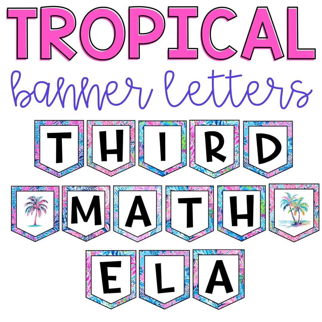 Preppy and Tropical Banner Sign Letters - Etsy UK