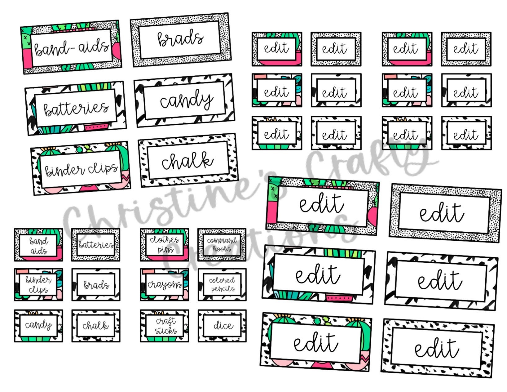 Cactus Teacher Toolbox Labels L Editable - Etsy