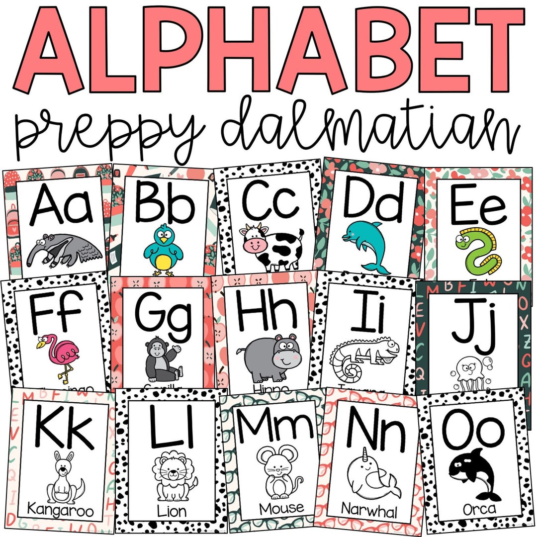 Preppy Dalmatian Alphabet Posters With Pictures - Etsy