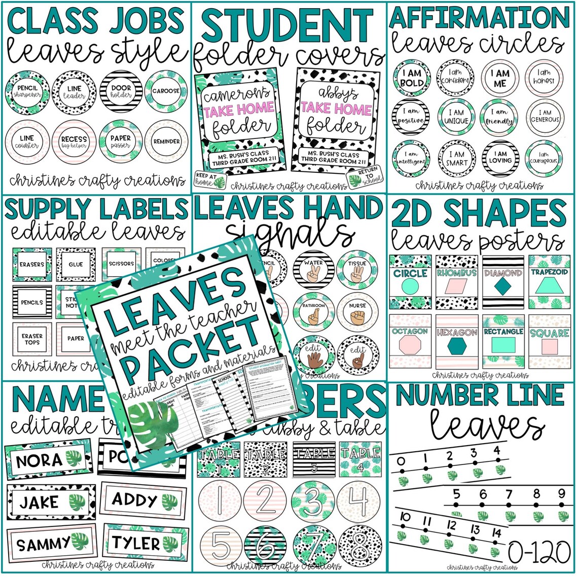 Tropical Leaves Classroom Decor Bundle - Etsy
