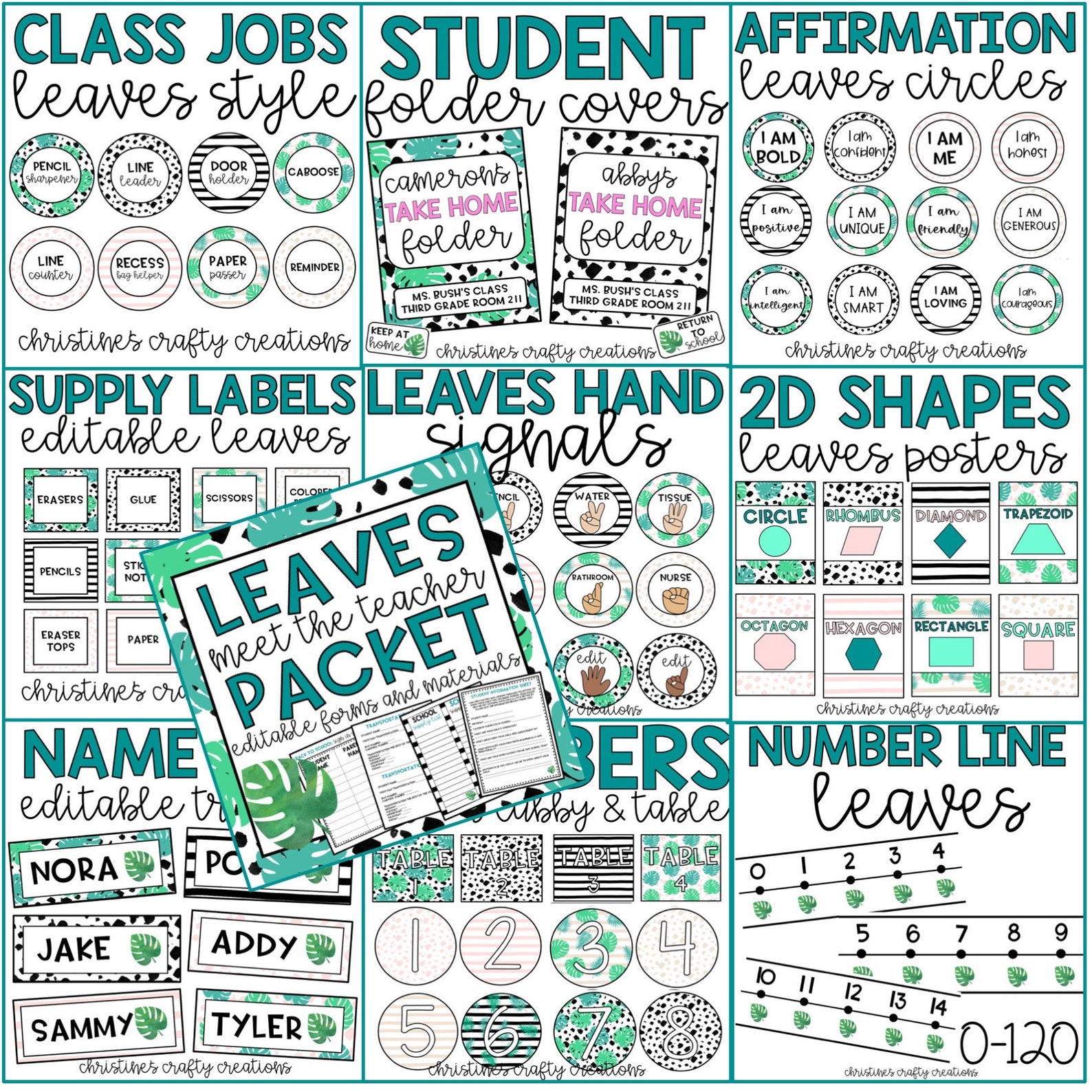 Tropical Leaves Classroom Decor Bundle - Etsy