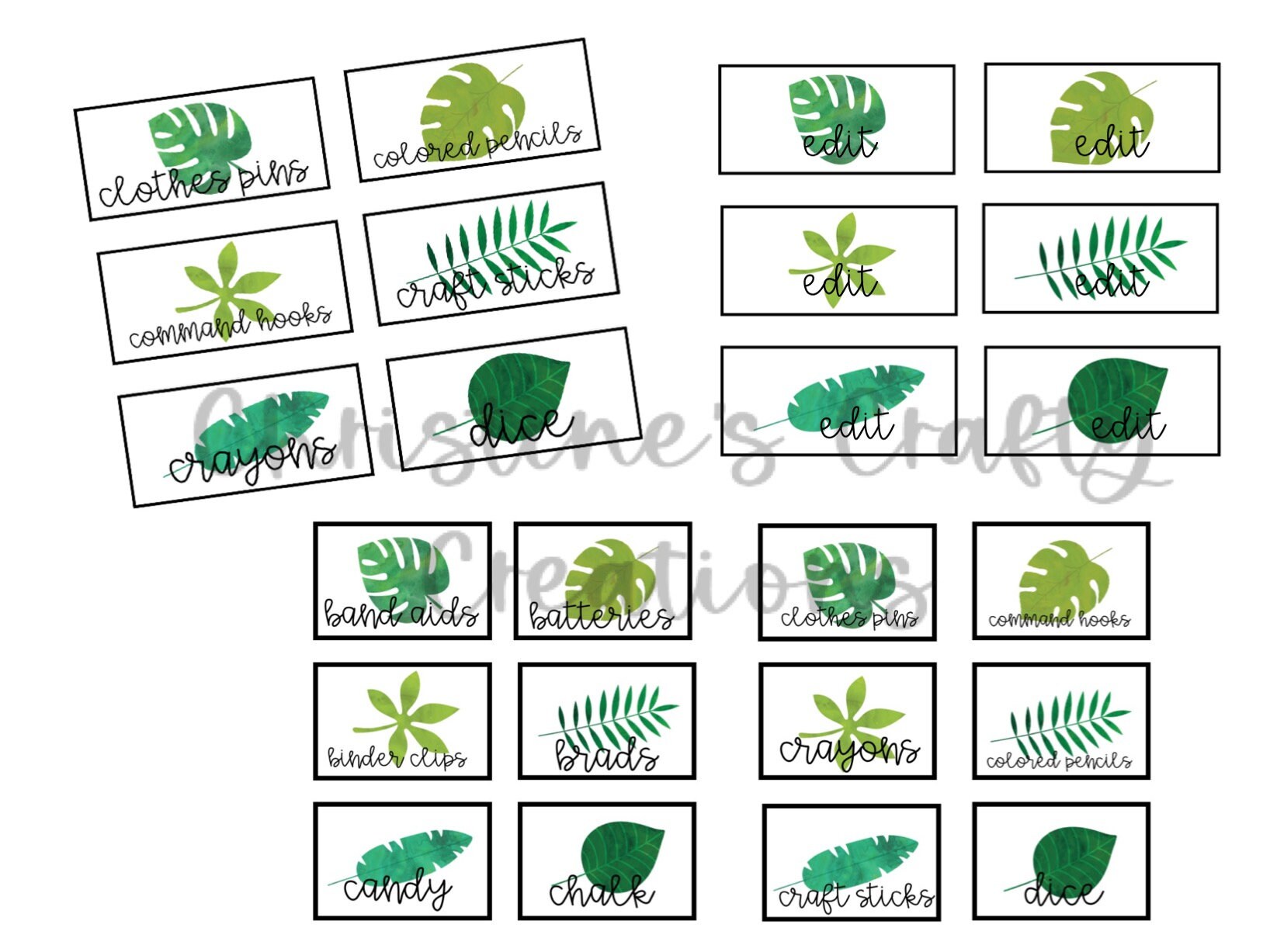Tropical Leaves Teacher Toolbox Labels L Editable - Etsy