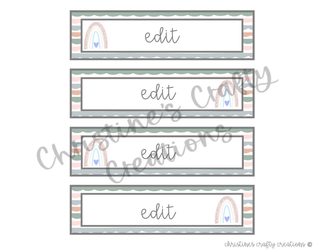BOHO Drawer Labels L Editable - Etsy