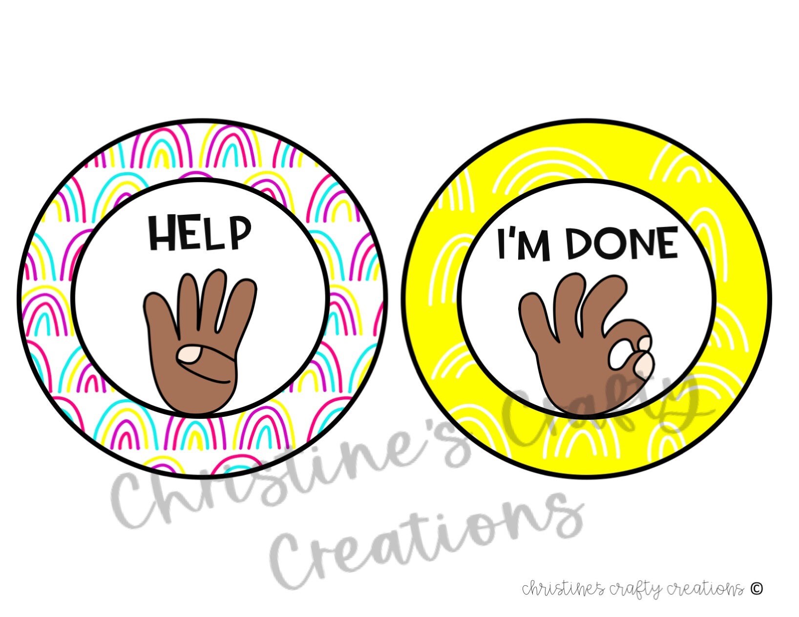 Bright Rainbow Boho Hand Signals L Multicultural and Editable - Etsy