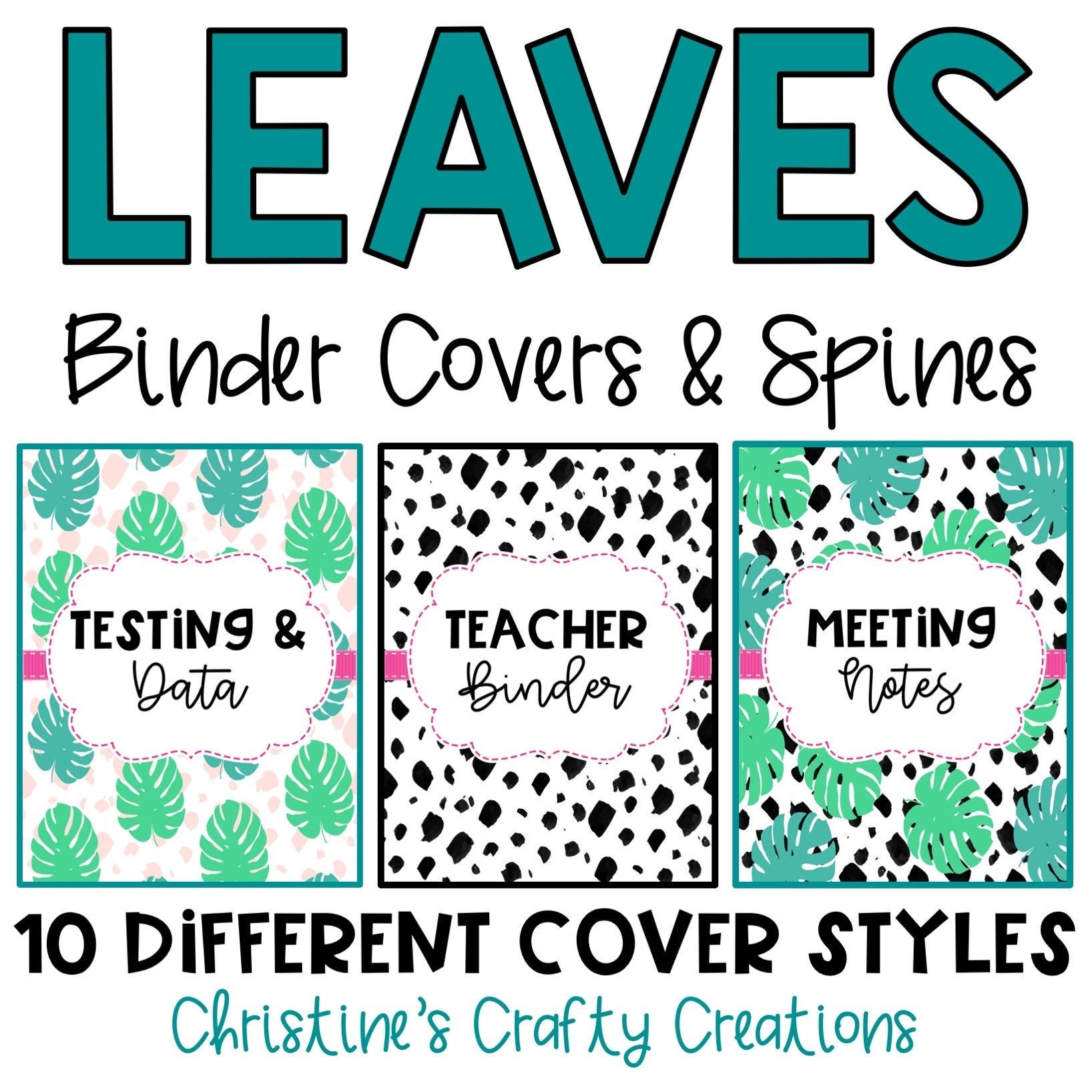 Leaves Binder Covers and Spines L Editable - Etsy