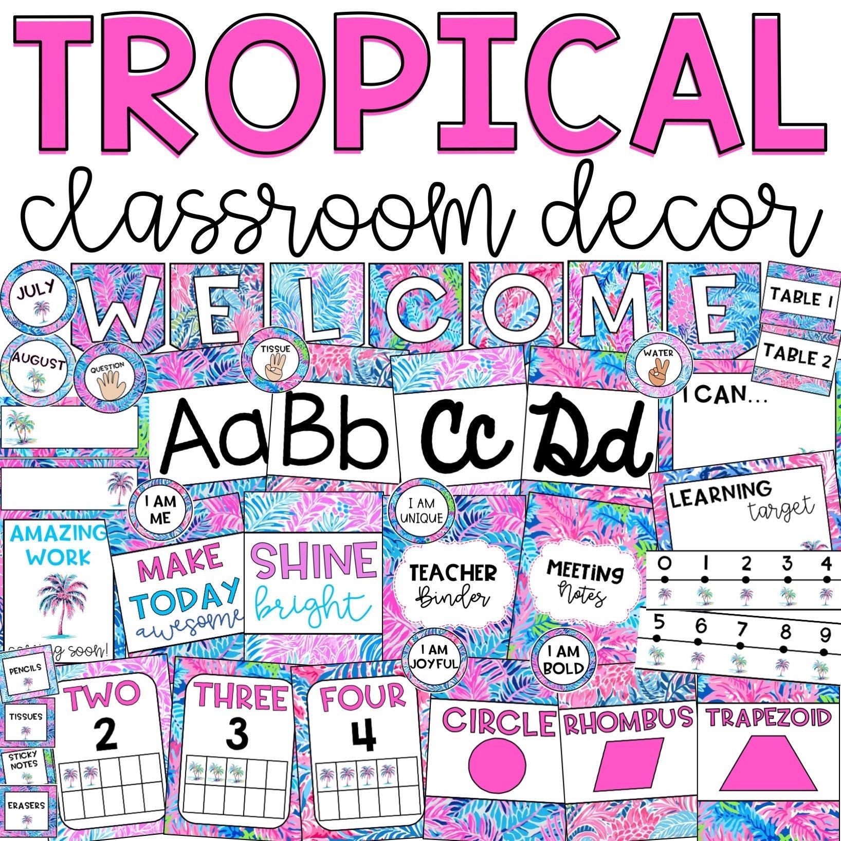 Preppy and Tropical Classroom Decor Mega Bundle - Etsy