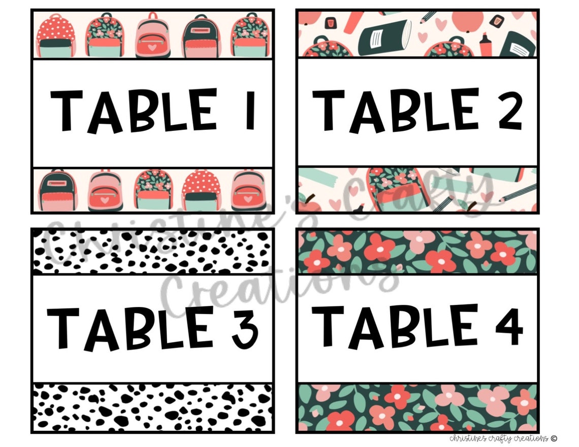 Preppy Dalmatian Table and Cubby Numbers - Etsy