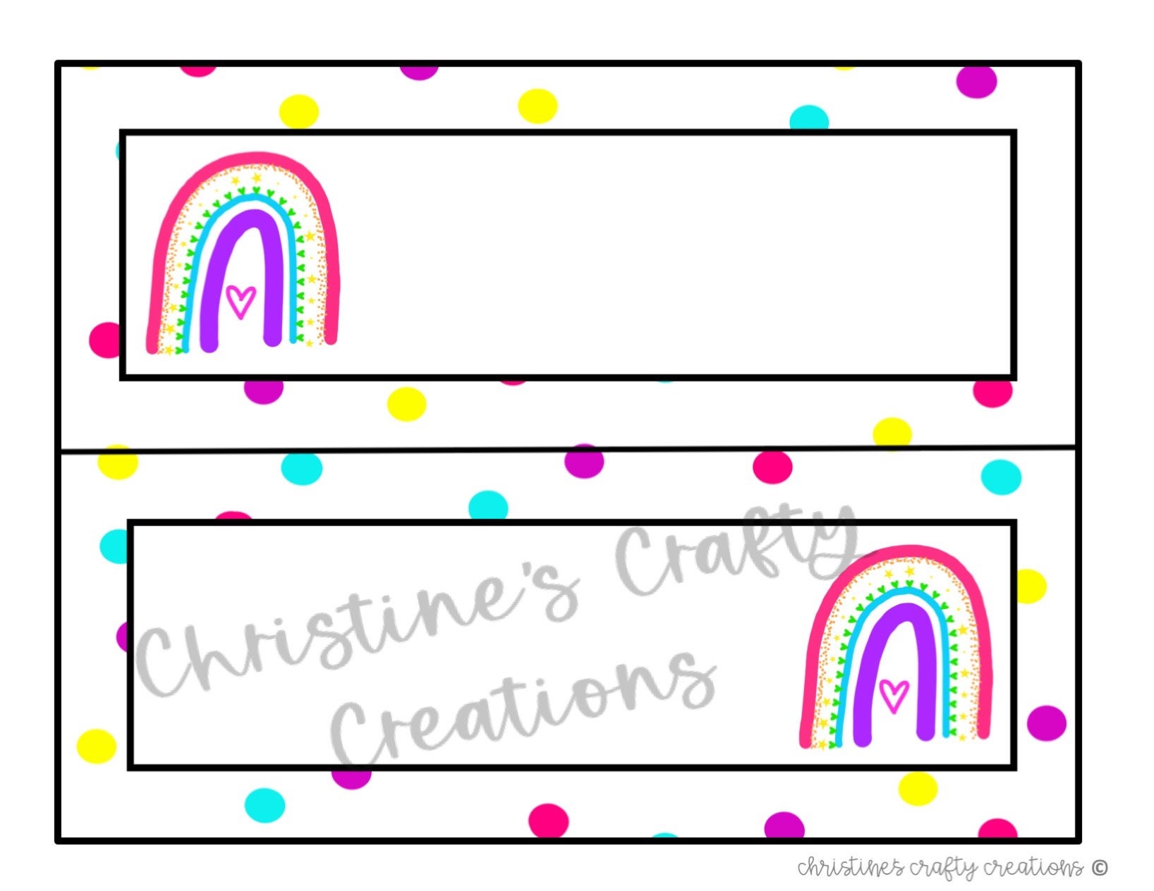Bright Rainbow Boho Name Tags L Editable - Etsy