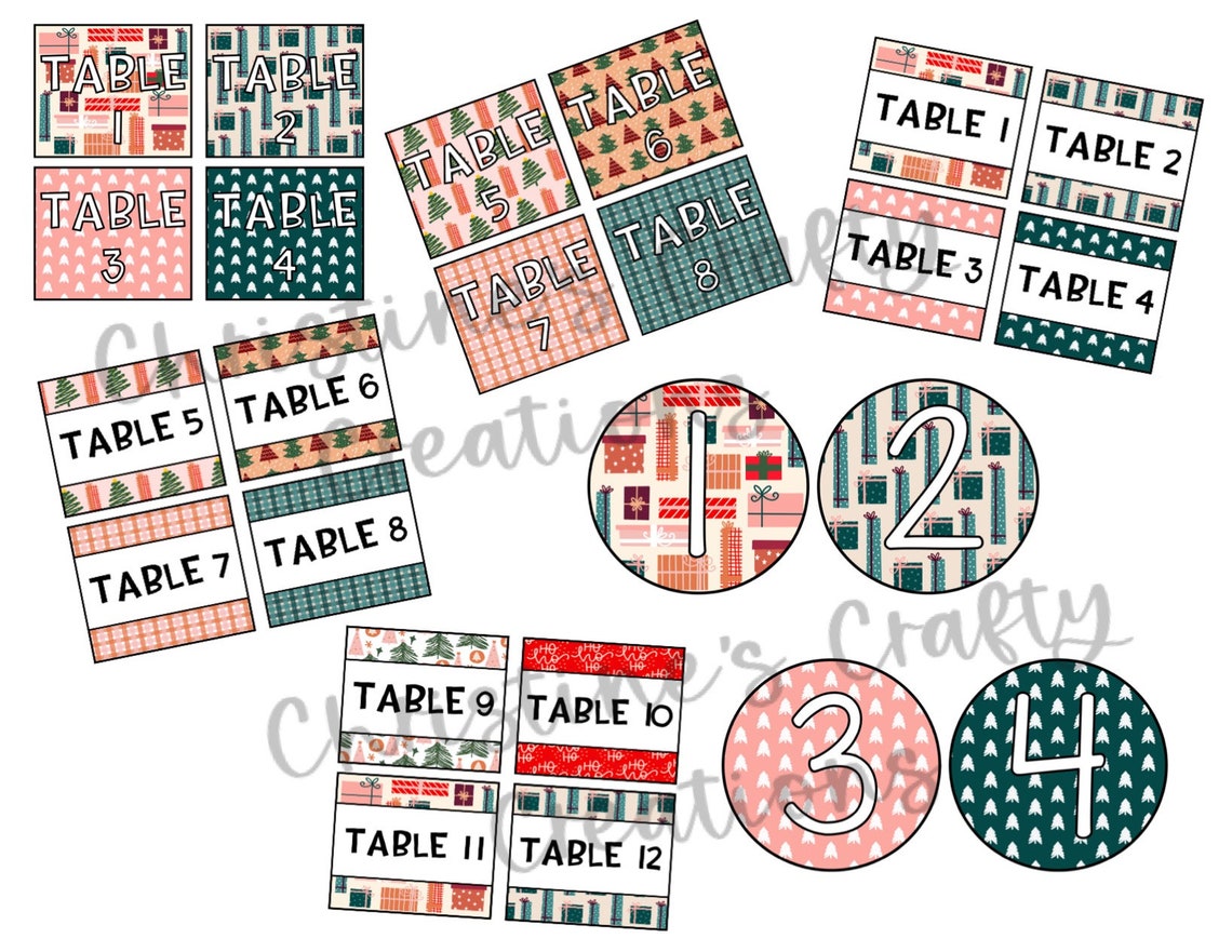 Christmas Table and Cubby Numbers - Etsy