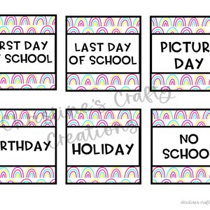 Bright Rainbow Boho Calendar Labels L Editable - Etsy