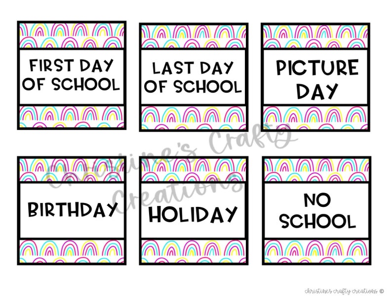 Bright Rainbow Boho Calendar Labels L Editable - Etsy