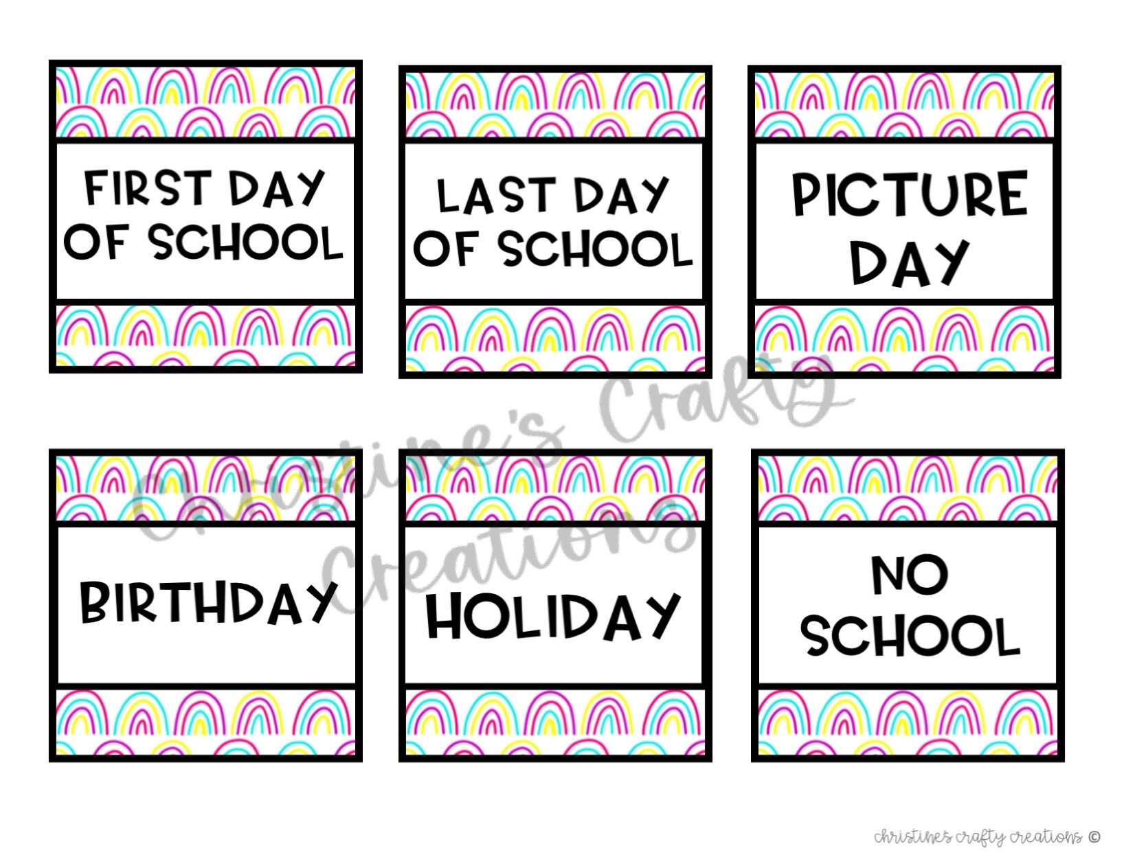 Bright Rainbow Boho Calendar Labels L Editable - Etsy