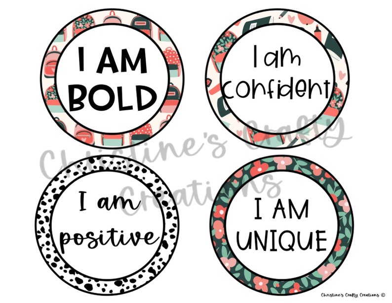 Preppy Dalmatian Affirmation Circles L Affirmation Mirror - Etsy