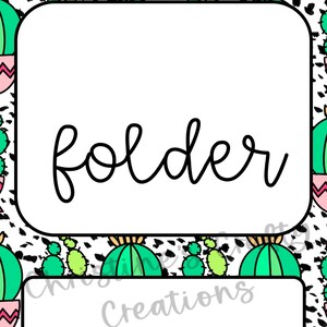Cactus Student Folder Covers L Editable - Etsy