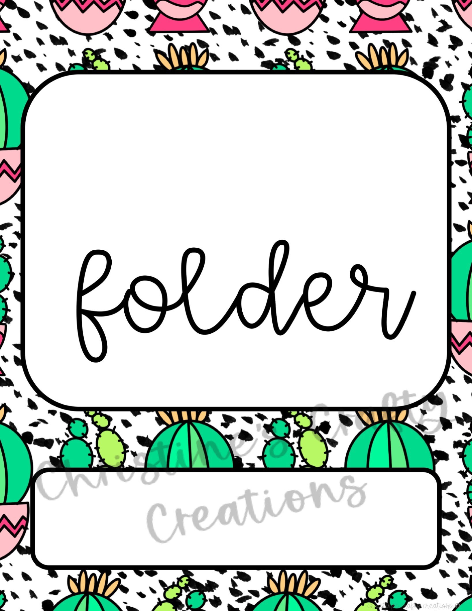 Cactus Student Folder Covers L Editable - Etsy