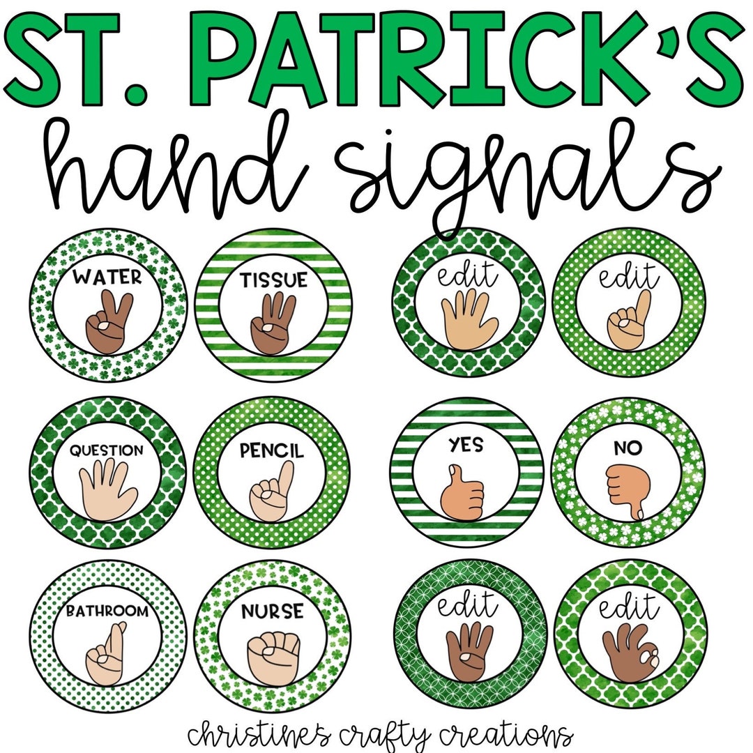 St. Patrick's Day Hand Signals L Multicultural and Editable - Etsy