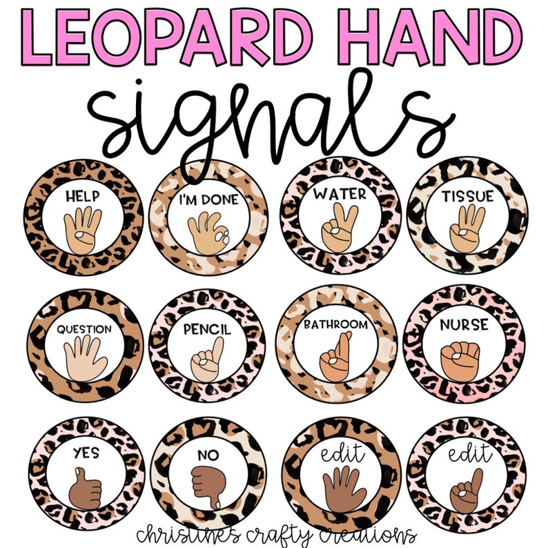 Leopard Hand Signal Posters L Multicultural and Editable - Etsy