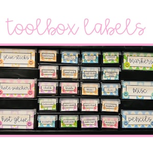 Retro Daisy Toolbox Labels L Editable - Etsy