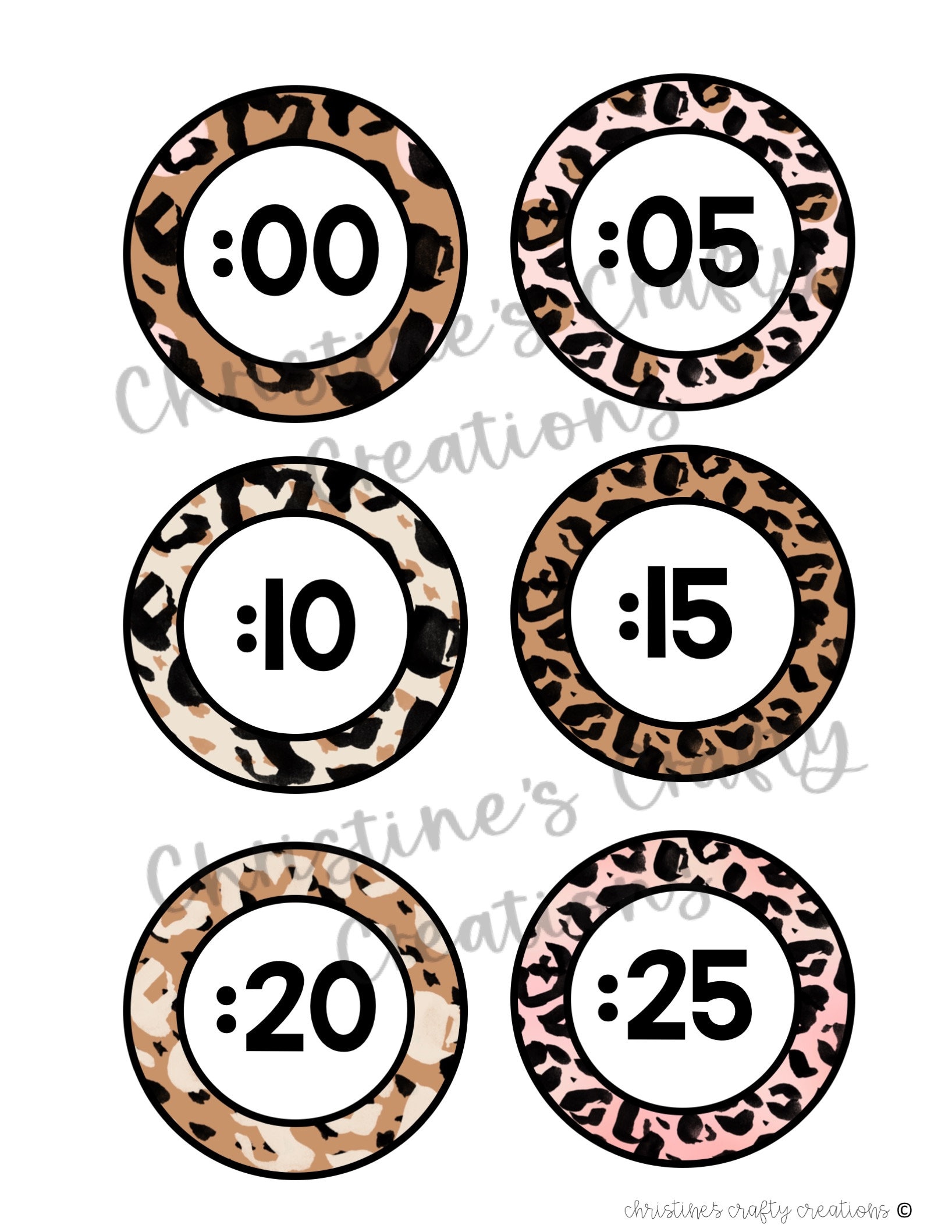 Leopard Clock Labels - Etsy
