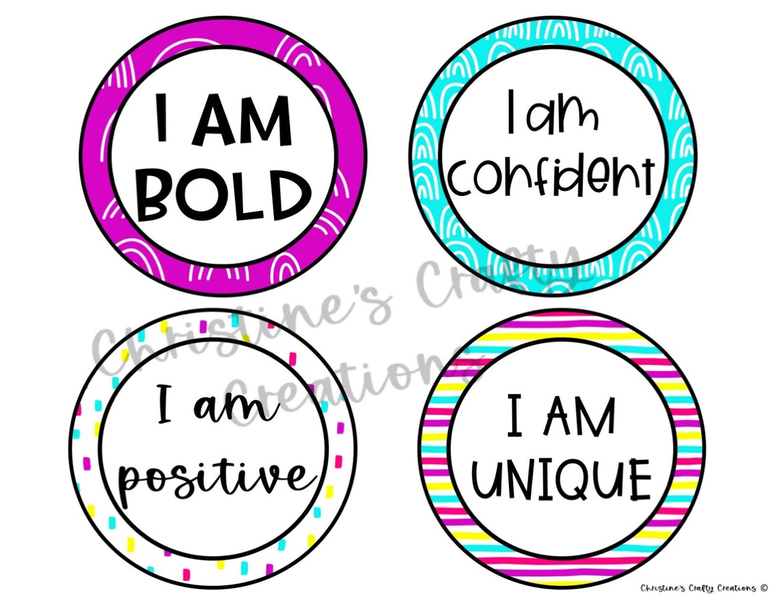 Bright Rainbow Boho Affirmation Circles L Affirmation Mirror - Etsy