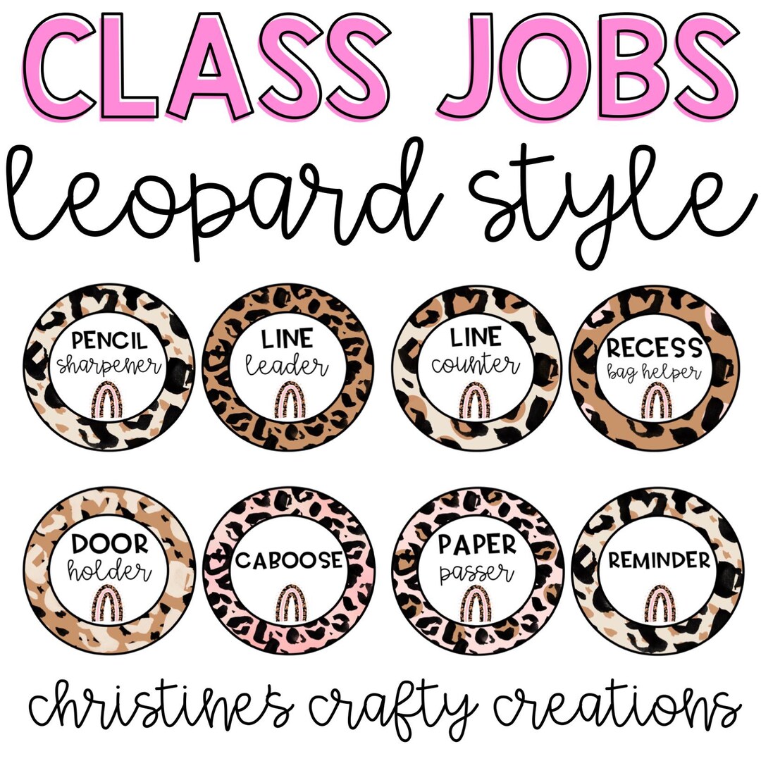 Leopard Classroom Jobs L Editable - Etsy